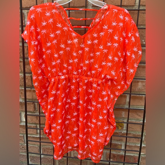 Miken | Swim | Miken Swim Red And White Palm Tree Sheet Cover Up Size ...